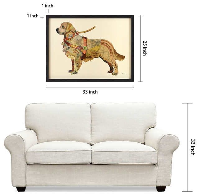 Golden Retriever Hand-made dimensional Collage, Shadow Box Frame ...