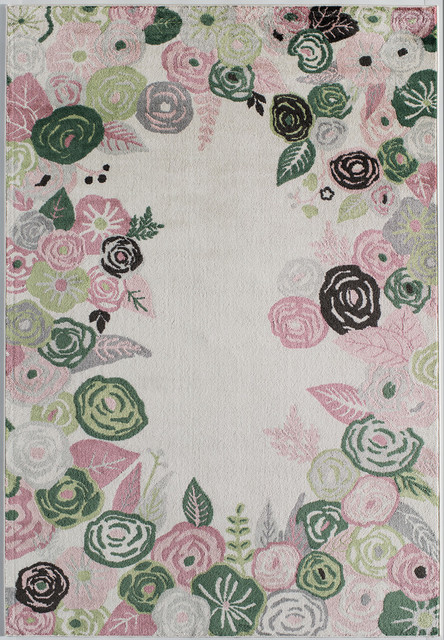 Hanna Transitional Floral Soft Touch Area Rug 2x4 Contemporary