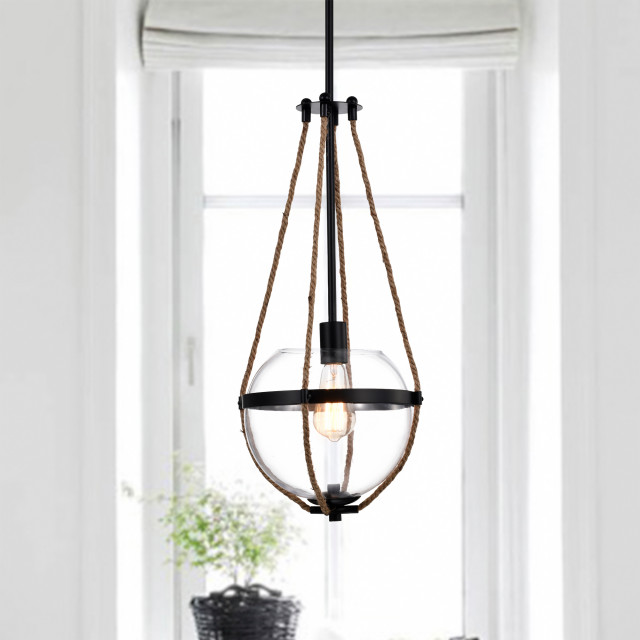 FD10026/1RI Medeia 11" 1-Light Indoor Matte Black Finish Pendant Light ...