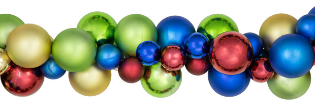 6' Multi-Color 2-Finish Shatterproof Ball Christmas Garland - Modern ...