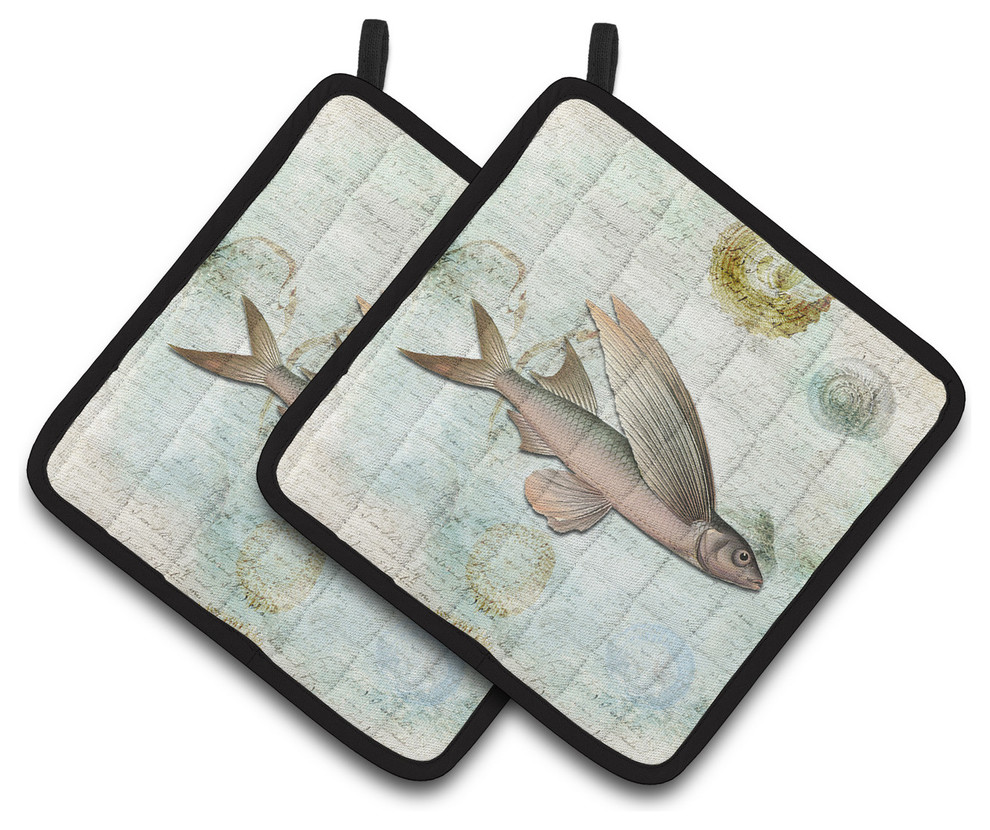 Fish Pot Holders, Set of 2 - Beach Style - Oven Mitts And Pot Holders ...