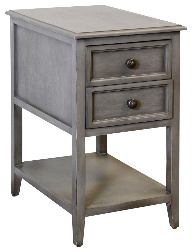 Vintage Gray Two Drawer Side Table 15"Wx25"H19"D - Transitional - Side ...