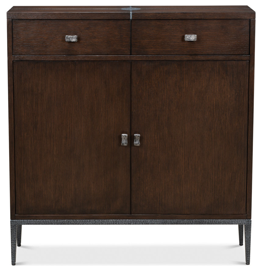 Entryway Slim Console Cabinet Burnt Brown Oak - Transitional - Accent ...