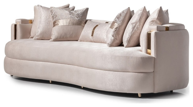 Michael Amini Carmela Mansion Sofa - Almond/Gold - Contemporary - Sofas - by Homesquare | Houzz