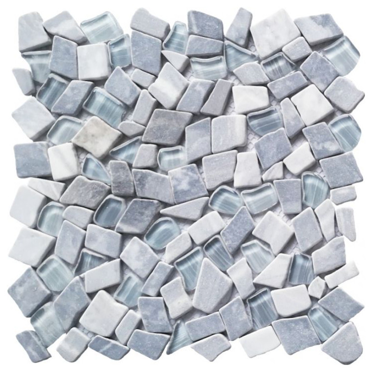 Pebble Blue 12 x 12 - Contemporary - Mosaic Tile - by Fancy Tiles and ...