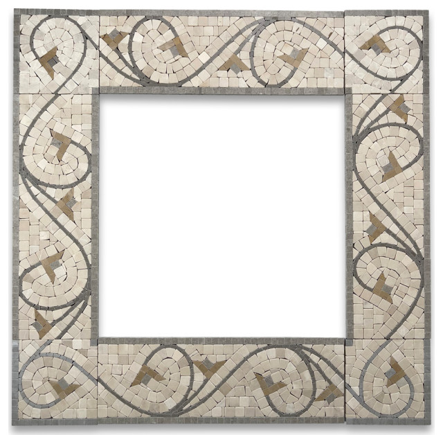 Marble Mosaic Border Listello Insert Tile Agean Sienna 5x14.5 Tumbled ...