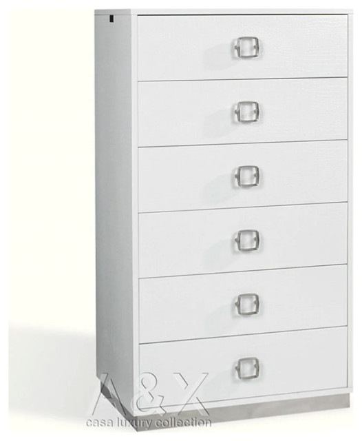 Gracie Modern White Crocodile Lacquer 6-Drawer Chest - Contemporary ...