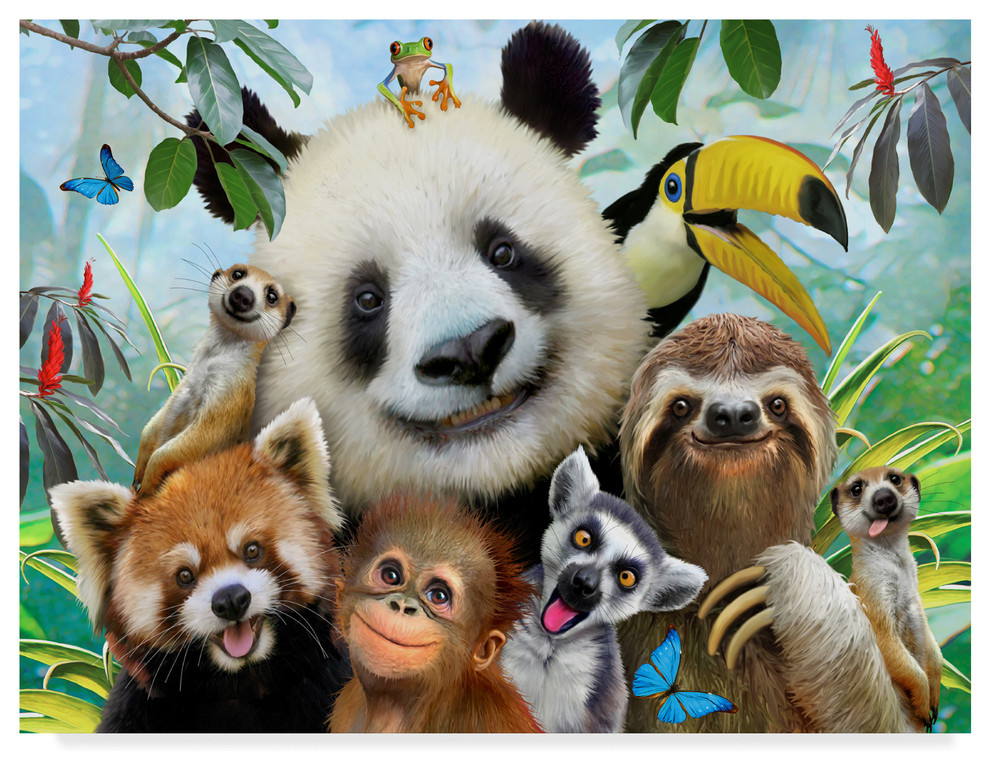 "Goofy Panda" by Howard Robinson, Canvas Art, 32"x24" - Tropical ...