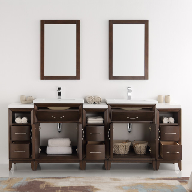 Fresca Cambridge Antique Coffee Traditional Bathroom Vanity w/ Mirror ...