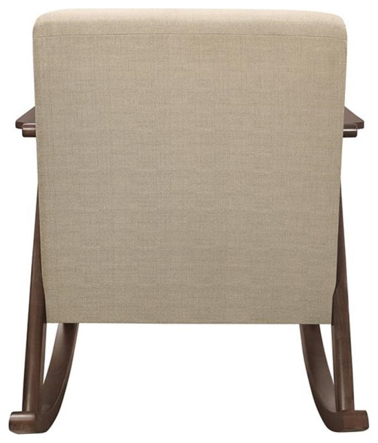 Lexicon Waithe Mid-Century Fabric Rocking Chair in Dark Walnut/Light ...