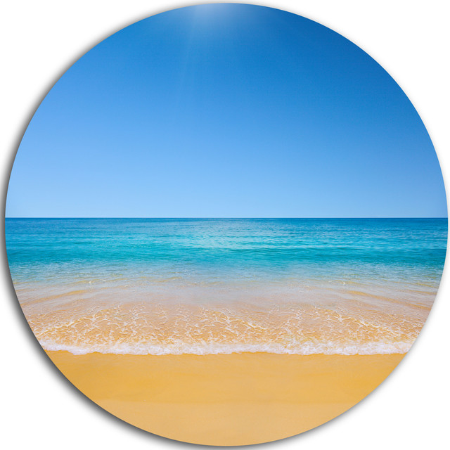 Dark View Of Tropical Beach, Seashore Photo Disc Metal Artwork, Disc of ...