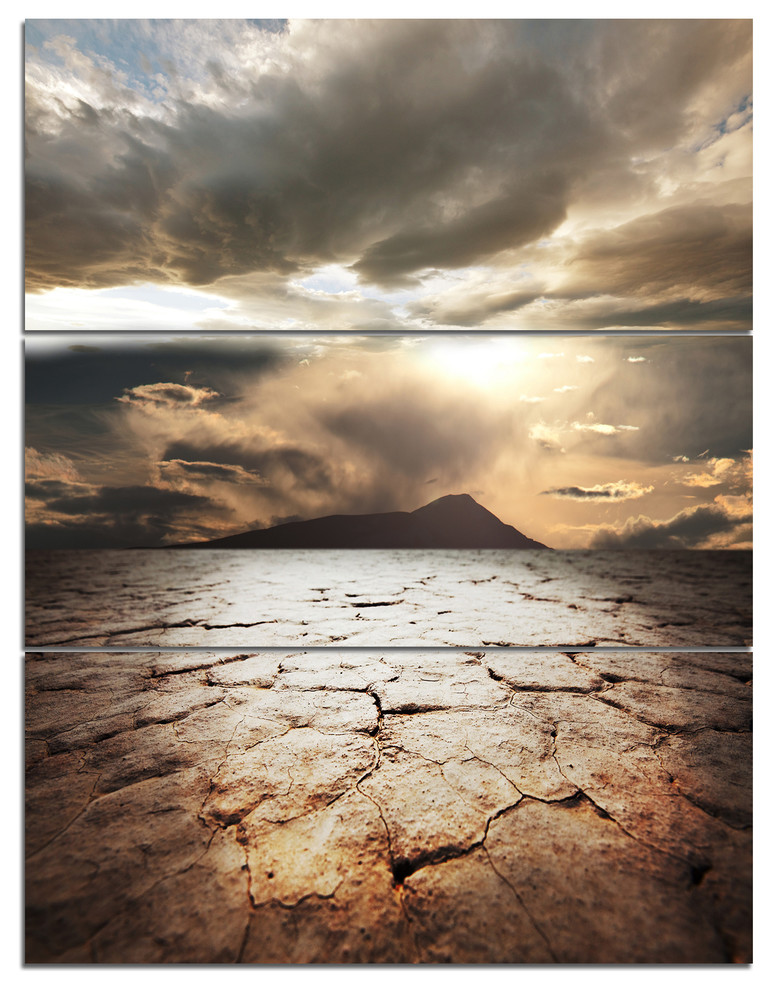 "Drought Land With Cloudy Sunset", 28"x36" - Contemporary - Metal Wall ...