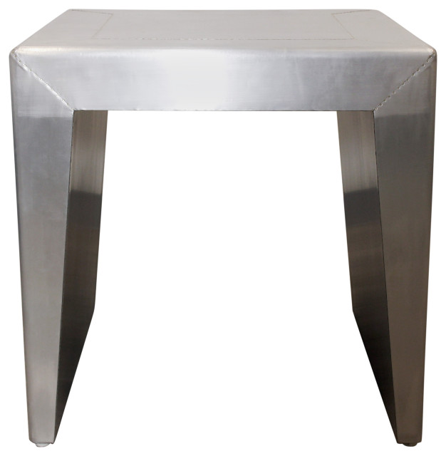 Pilot Huxley End Table With Aluminum Metal Cladding, Solid Wood ...
