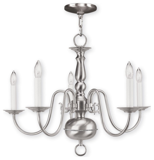 Traditional Five Light Chandelier-Brushed Nickel Finish - Chandelier ...