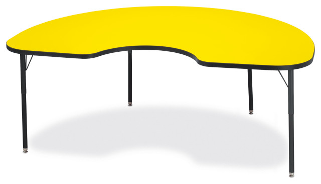 Berries Kidney Activity Table, 48" X 72", A-Height, Yellow/Black/Black - Contemporary - Kids ...