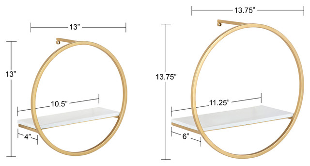 Wicks Round Floating Wall Shelf, 2 Piece - Contemporary - Display And ...
