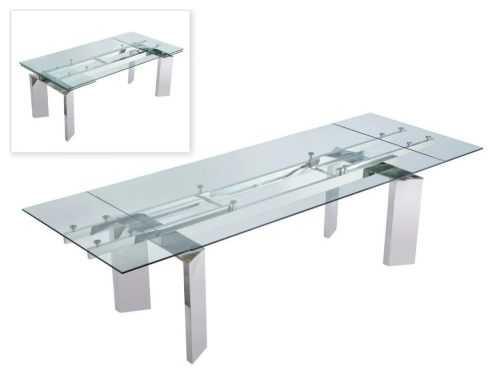 Terry Modern Extendable Glass Dining Table - Contemporary - Dining ...