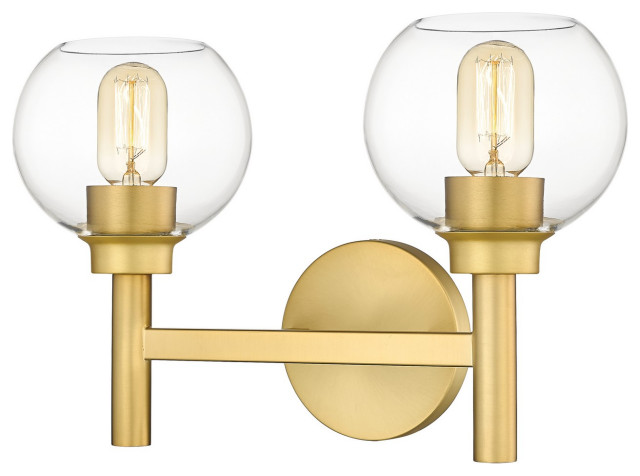 Sutton Two Light Vanity in Brushed Gold - Transitional - Bathroom ...