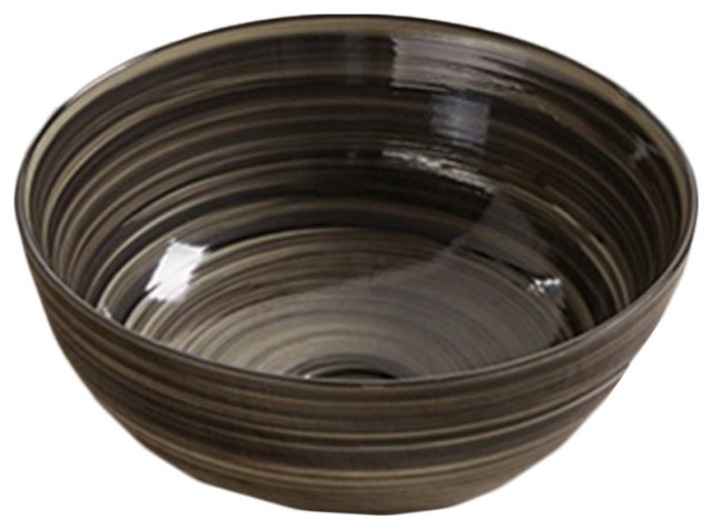 American Imagination 14.09"W Bathroom Vessel Sink, Black Swirl ...