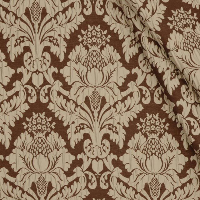 Chocolate Brown Damask Damask Upholstery Fabric - Traditional ...