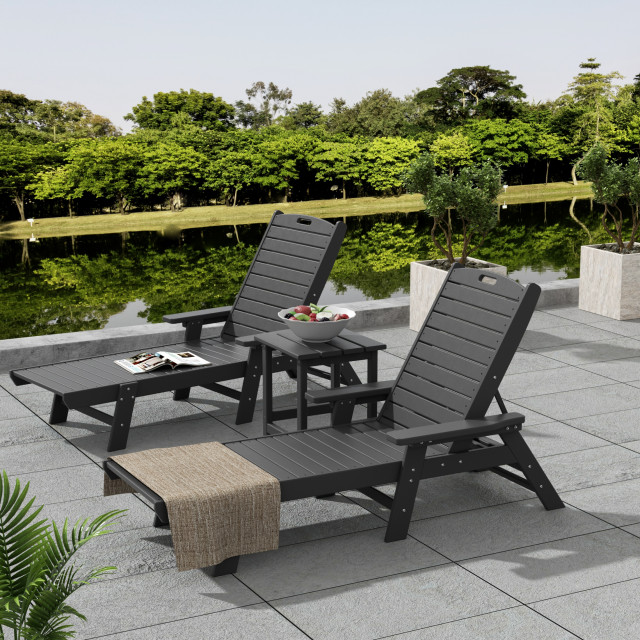 WestinTrends 3PC Outdoor Adirondack Reclining Chaise Lounge, Side Table ...