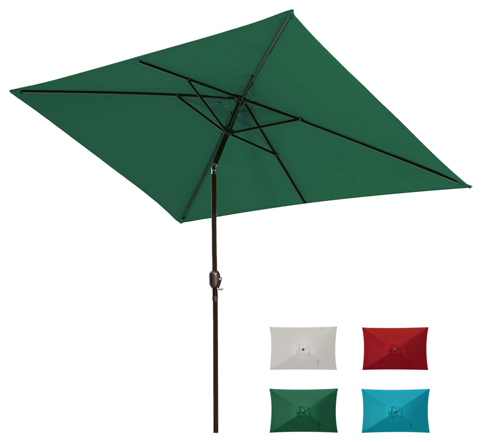 10' X 6.5' Outdoor Patio Umbrella With Push-Button Tilt Crank - Contemporary - Outdoor Umbrellas ...