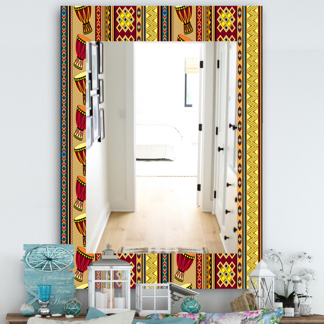 Designart African Drum Beckground Bohemian And Eclectic Frameless ...