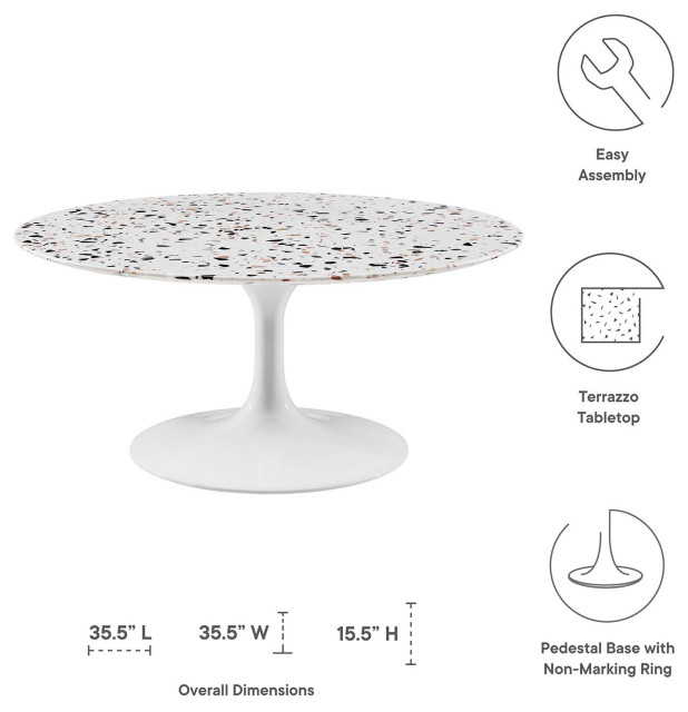 Coffee Table, Round, White, Wood, Metal Steel, Modern, Lounge Hotel ...