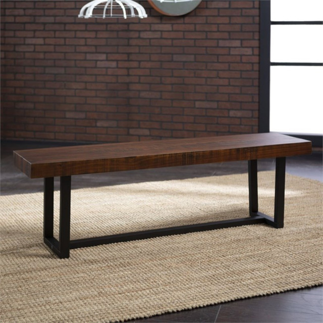 60" Solid Wood Dining Bench - Mahogany - Industrial - Dining Benches ...
