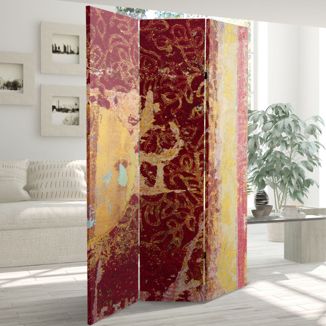 6' Tall Fire Dancer Canvas Room Divider - Contemporary - Screens And ...
