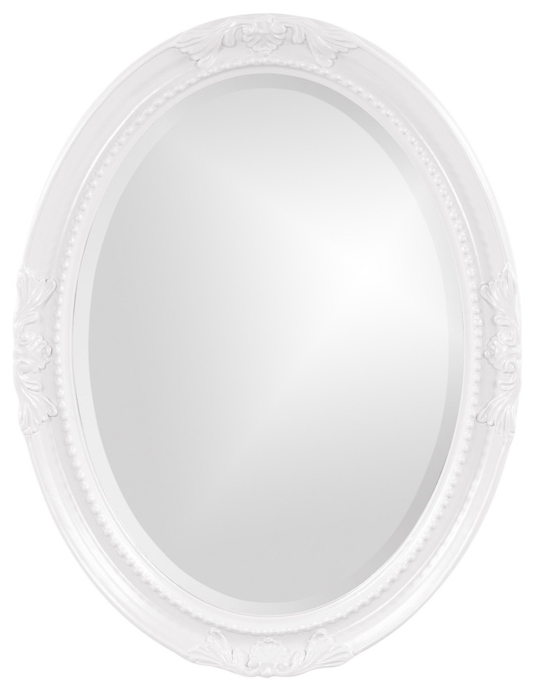 HomeRoots Oval Shaped Glossy White Finish Wood Frame Mirror ...