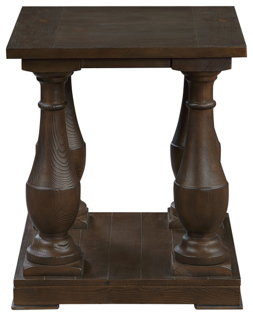 Walden Rectangular End Table With Turned Legs and Floor Shelf Coffee ...