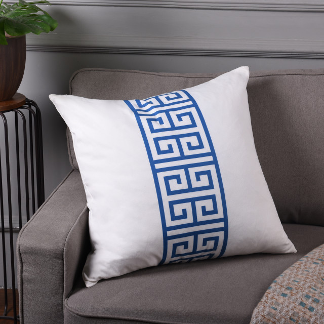 Dann Foley Square Linen Cushion Greek Key Upholstery - Contemporary ...