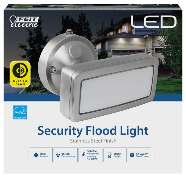 Feit Electric 73704 Dusk to Dawn Single Security LED Flood Light, 40W ...