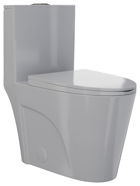 St. Tropez One-Piece Toilet Vortex Dual-Flush, 1.1/1.6 GPF, Glossy Gray ...