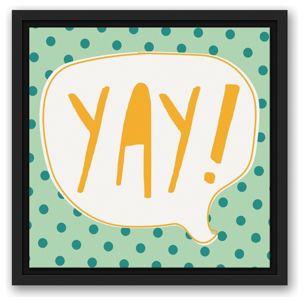 Yellow and Orange Yay Design 12x12 Black Floating Framed Canvas ...