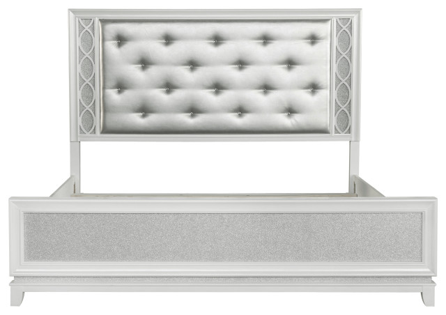 Starlight Queen Upholstered Panel Bed With LED Lights - Transitional ...