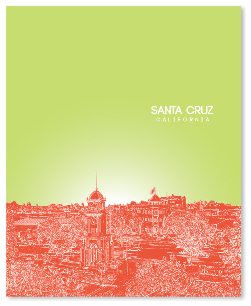 Santa Cruz, California Cityscape Skyline Poster - Contemporary - Prints ...