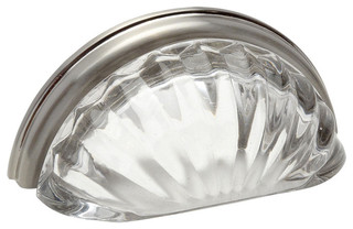 Real Glass Cabinet Cup Pulls - 6381SN-BL Satin Nickel Cabinet Cup Pull ...