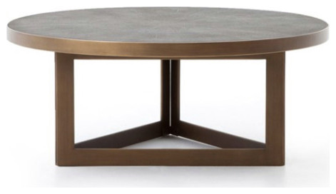 Shagreen Round Coffee Table, Grey Shagrn - Transitional - Coffee Tables ...
