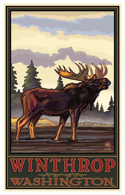 by Artist Paul A. Lanquist Winthrop Washington Baying Art Print, 24"x36 ...