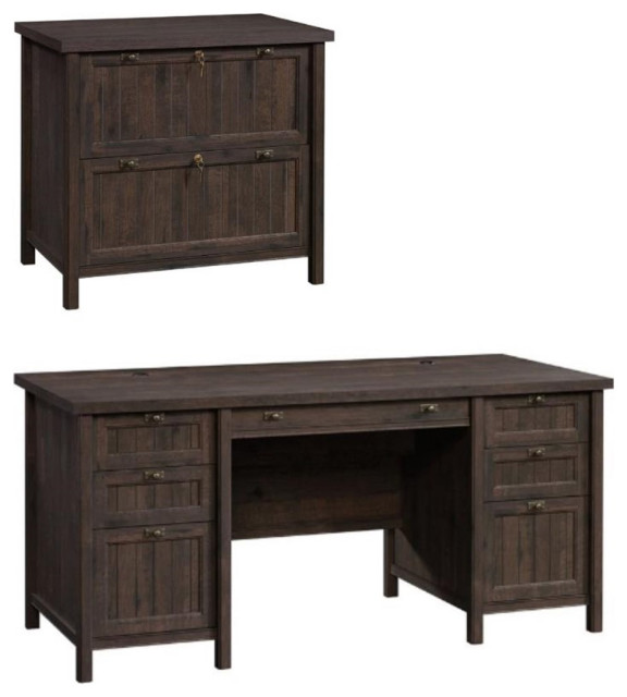 Home Square 2-Piece Set with Executive Desk & 2-Drawer Lateral File ...