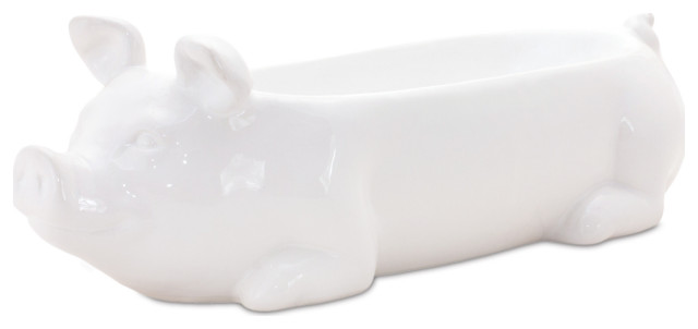 Ceramic Pig Planter 13"L - Farmhouse - Indoor Pots And Planters - by ...