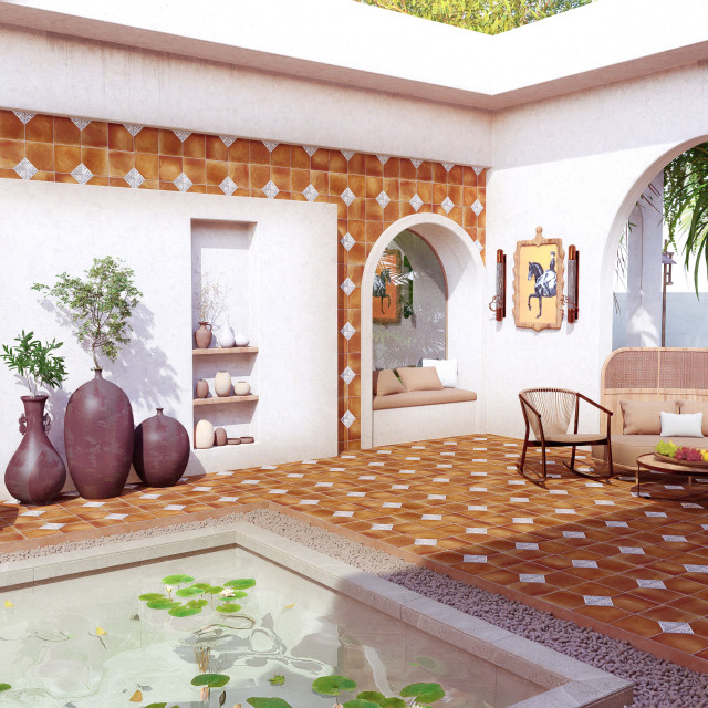 Sentier des Ocres Deco Porcelain Floor and Wall Tile - Traditional ...