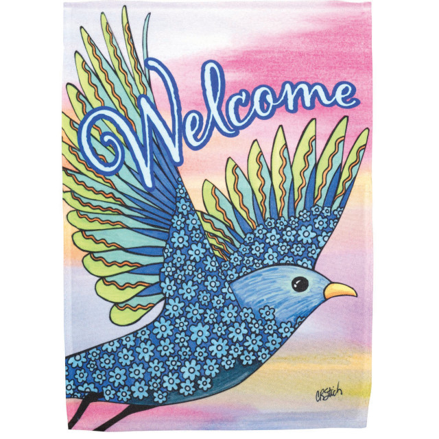 Flag Welcome Daisy Bird Polyester 13x18 - Traditional - Flags And ...