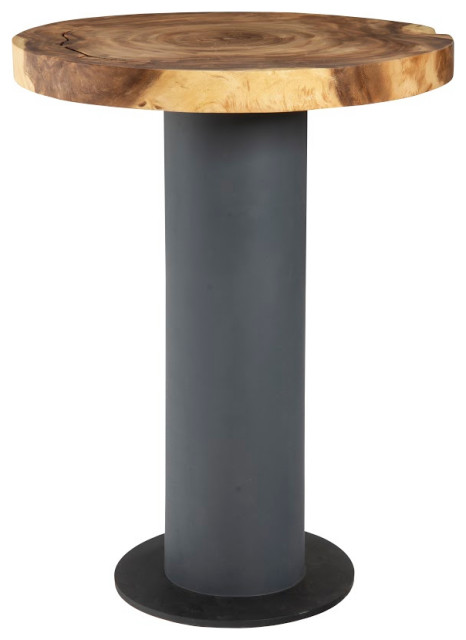 Chamcha Wood Bar Table, Concrete Base - Industrial - Indoor Pub And ...