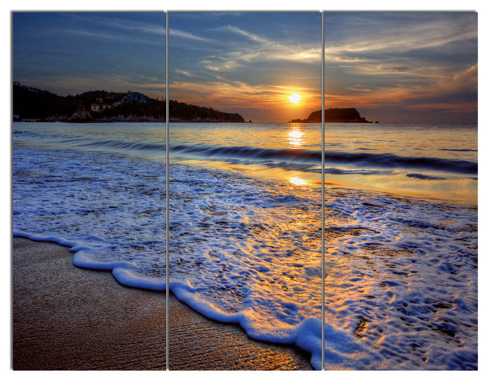 Calm Seashore with Blue Waves, Seashore Triptych Canvas Print, 36x28, 3 ...