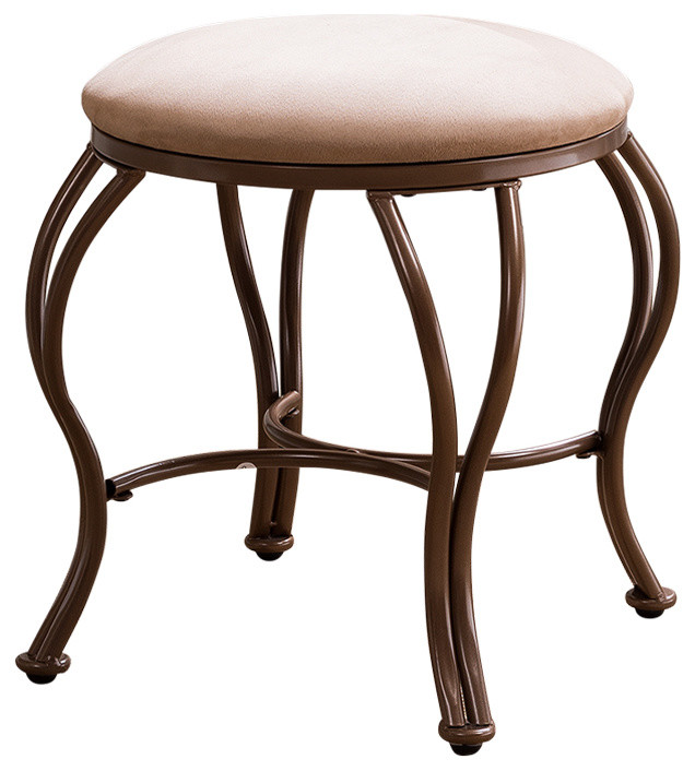 Namon Vanity Makeup Dressing Stool with Gold Metal Wavy Legs ...