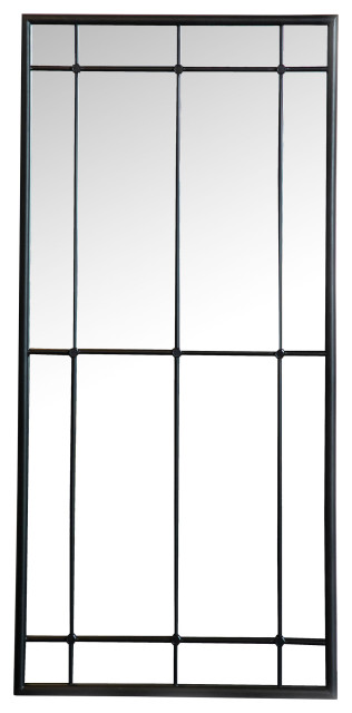 Annetta Rectangular Window Pane Wall Mirror Black - Transitional - Wall ...