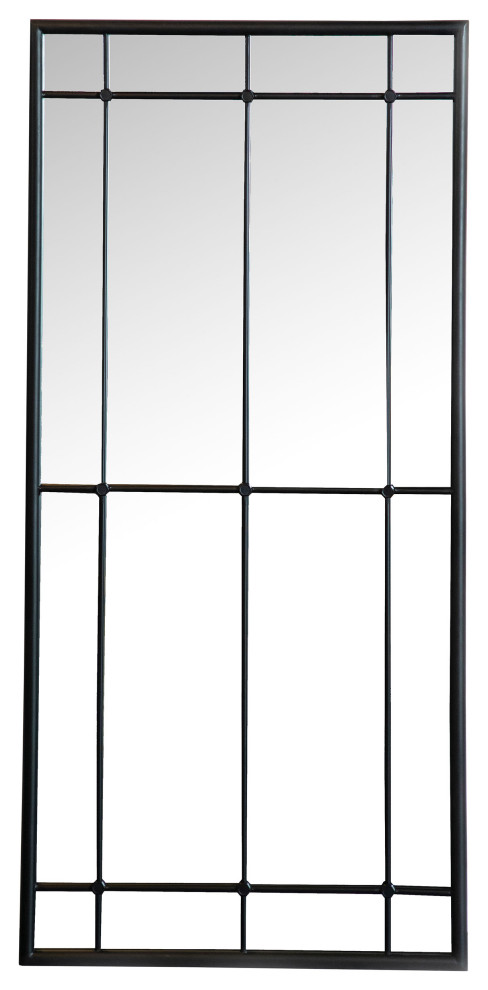 Annetta Rectangular Window Pane Wall Mirror Black - Transitional - Wall ...